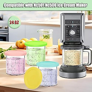 Quimoy Replacement for Ninja Creami Pints and Lids - 4 Pack, 24oz Creami Pint Containers Compatible with Ninja NC500 NC501 Series, Creami Deluxe Pints for Ninja BPA-Free & Dishwasher Safe