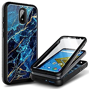 WDHD Case for BLU Wiko Ride (W-U300), Vision 2 (U304AC)/AT&T Radiant Core (U304A)/Cricket Icon with [Built-in Screen Protector], Full-Body Shockproof Protective Bumper Case Cover (Sapphire)