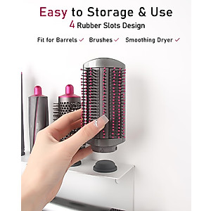 Affogato Wall Mount Holder Compatible with Dyson Airwrap Styler Storage Holder for Accessories Organizer Rack Stand for Wand Barrels Brushes, 4-Slots, White