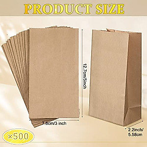 500 PCS Small Brown Paper Bags Bulk 3.5x2.2x6.7 Inches Kraft Popcorn Bags 1LB Mini Paper Bags Durable Snack Bag Party Favor Bags Candy Popcorn Treat Bag Bread Cookie Snack Thank You Gift Wrapping Bag