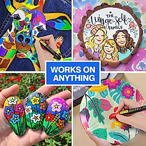 Emooqi Acrylic Paint Pens, 18 Colors Acrylic Paint Markers Paint Pens Paint Makers for Rocks Craft Ceramic Glass Wood Fabric Canvas -Art Crafting Supplies