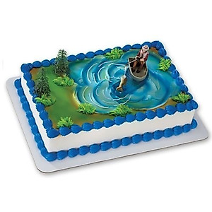 CakeDrake Fisherman Fishing Boat Pole Grooms Cake Decorations Birthday Party Topper Kit