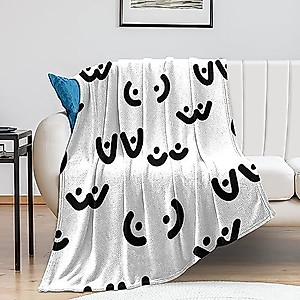 Lightweight Flannel Blanket for Men Boys, Compatible with Funny Boobs Breast White, Small Large Warmer Fall Throw Blanket, Cute Fleece Blanket for Couch Bed Sofa Chair, Queen King Size Blankets