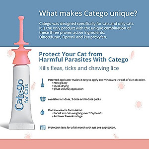 Catego Flea and Tick Control for Cats (6 doses) Over 1.5 lbs, 8 Weeks or Older