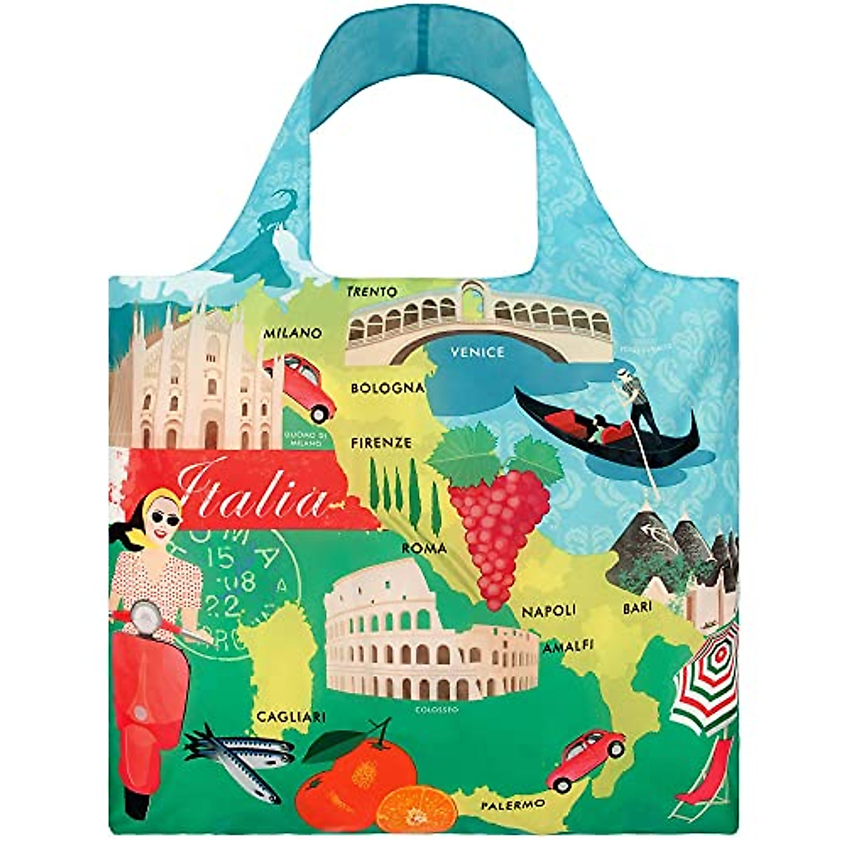 LOQI Urban Italy Reusable Shopping Bag, Multicolored