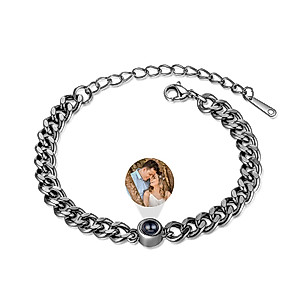 LoraPetid Custom Bracelets with Picture inside Personalized Photo Projection Bracelets for Women Men Anniversary Memorial Gifts for Couples Boyfriends Girlfriend