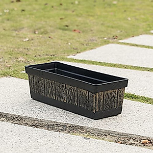 Gardenised Outdoor and Indoor Rectangle Trough Plastic Planter Box, Vegetables or Flower Planting Pot, Brown Small