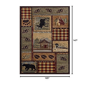 Homespun Cabin Multi-Color Large Area Rugs 9x12 for Living Room & Bedroom - Cabin, Lodge and Farmhouse Style Rustic Indoor Carpet