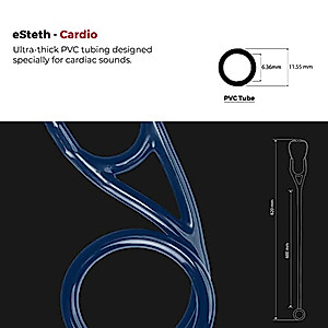 eSteth Cardiology Stethoscope - Professional Tool for Cardio Diagnostic - Ultra Sensitive Single Head Chest Piece, Broad Headset - Extra Ear Tips & Non-Chill Ring - 30" Flexible Tubing, Navy Blue