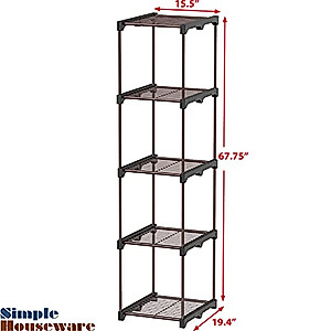 Simple Houseware Storage Shelves Multipurpose 5-Tier Freestanding Closet Organizer Kitchen Tower Rack, Bronze