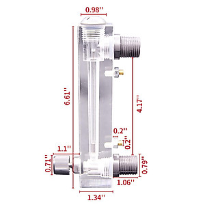 ‎RUIAN 1/2" PT 0.05-0.5GPM 0.2-2LMP Water Liquid Flow Meter Flowmeter