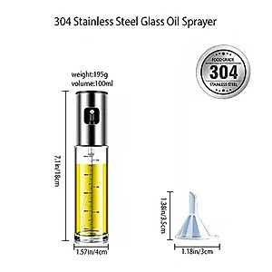 VCHOMY Oil Sprayer for Cooking, 100ml Kitchen Accessory Glass Olive Oil Sprayer Bottle for Air Fryer, Salad,Baking,Roasting and BBQ (Oil Sprayer with Funnel)