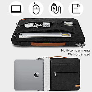 KINGSLONG 16 inch Laptop Sleeve Bag, Slim Lightweight Multiple Pockets Computer Cover Notebook Ultrabooks Carrying Case fit for Acer Asus Dell Lenovo HP Toshiba, Black
