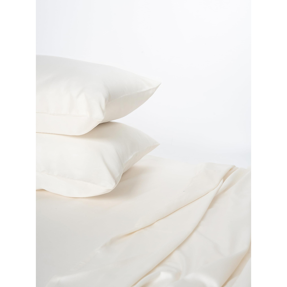 Treasure Kart- 1000 Thread Count Luxury Queen Size Sheets, 4 Piece Set (1 Flat Sheet, 1 Fitted Sheet & 2 Pillow Covers), 100% Egyptian Cotton, 18" Deep Pocket (Queen (U.S. Standard), Ivory)