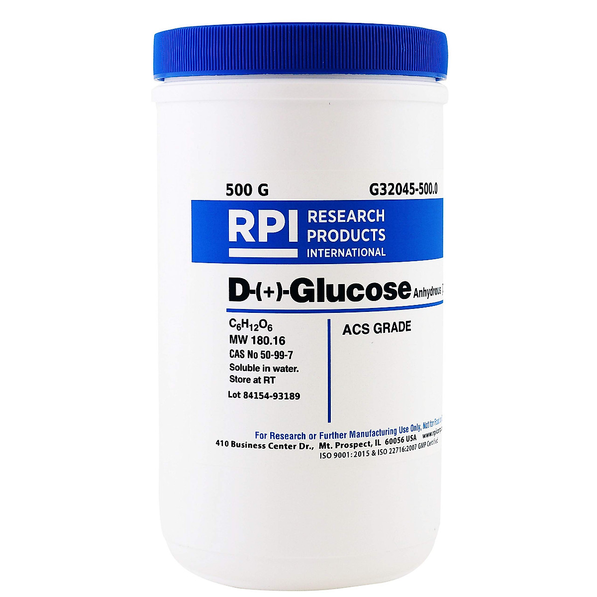 D-(+)-Glucose [Dextrose Anhydrous], ACS Grade, 500 Grams