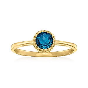 Canaria 0.60 Carat London Blue Topaz Ring in 10kt Yellow Gold. Size 5