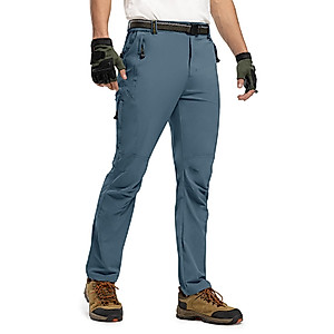 TBMPOY Men's Lightweight Hiking Pants Quick Dry Mountain Fishing Camping Travel Outdoor Pants Thin Stone Blue M