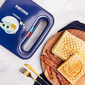 Uncanny Brands Mandalorian Waffle Maker - Bounty Hunter & Baby Yoda Waffles - Star Wars Kitchen Appliance