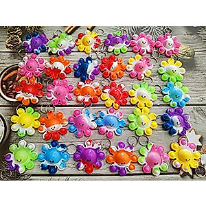 30 Packs Octopus Push Fidget Bubble Bulk Mini Pop Keychain Fidget for Teens and Kids,Halloween Party Favors，Birthday Supplies and Classroom Student Prizes Gift