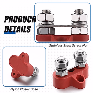 Tallew 6 Pack Bus Bar Terminal Block, 12V-48V DC, 150 Amps, 2 Pole, Screw Connector, Plastic, Panel Mount, 12 Contacts, 1.77" x 1.26" inches, AWG 8 Gauge, for Truck, RV, Boat