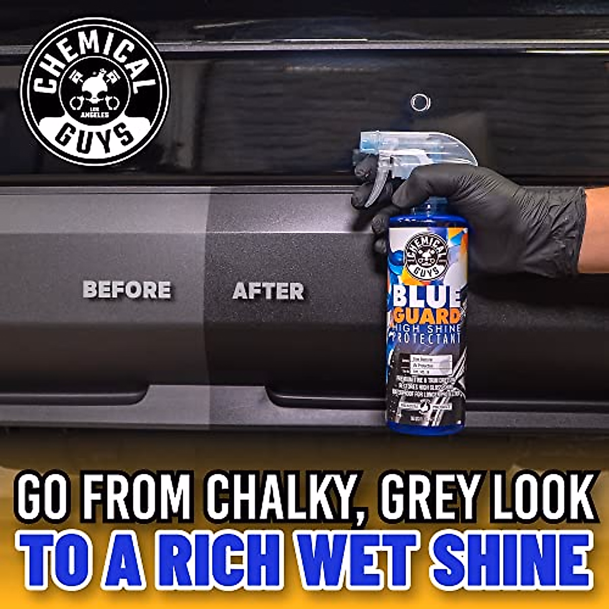 Chemical Guys TVD_103_16 Blue Guard II Wet Look Premium Sprayable High Gloss Shine Dressing and Conditioner for Rubber and Plastic Safe for Cars, Trucks, Motorcycles, RVs & More, 16 fl oz
