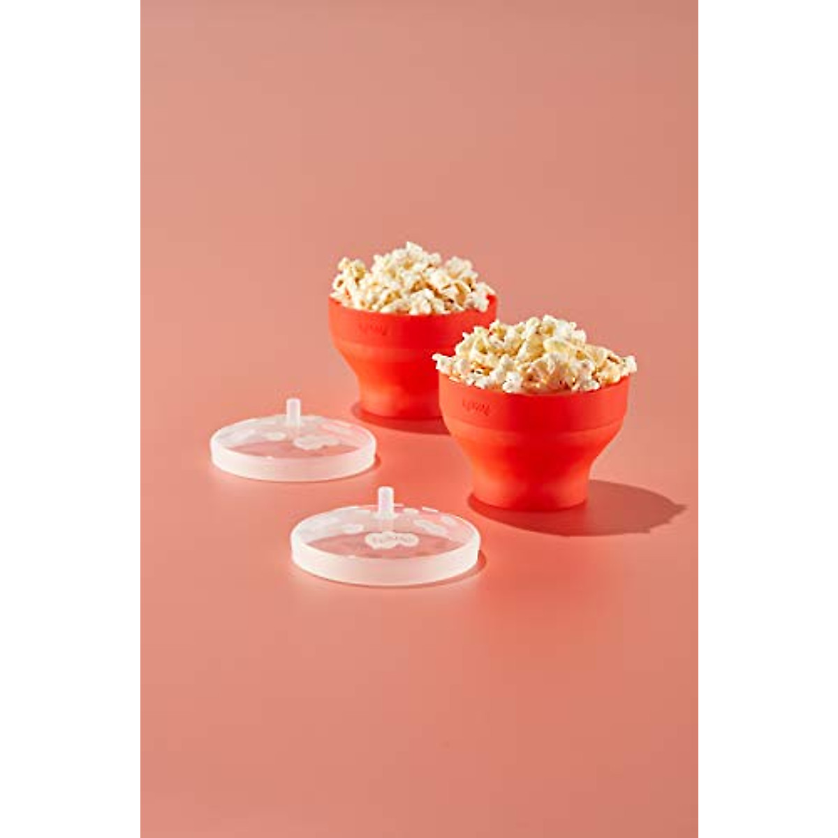 Lékué Mini Microwave Popcorn Maker, Set of 2, Red