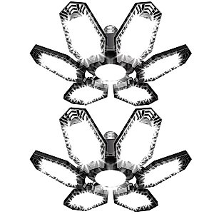 ARSALI 2 Pack LED Garage Light,120W 6+1 Panels Deformable 6500K LED Garage Ceiling Light Multi-Position Adjustable E26 Shop Lights for Garage, Basement, Barn, Workshop, High Bay Light