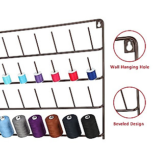 MOOACE 32 Spools Thread Rack Wall-Mounted 2 Pack, Spool Holder with Hanging Hooks, Metal Serger Thread Storage for Sewing Craft Room, Embroidery Thread,