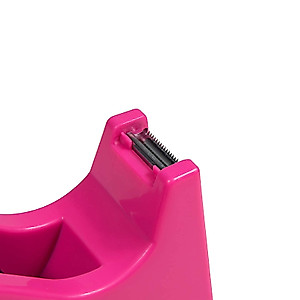 IHOMECOOKER Desktop Tape Dispenser Adhesive Roll Holder (Fits 1" & 3" Core) with Weighted Nonskid Rose red