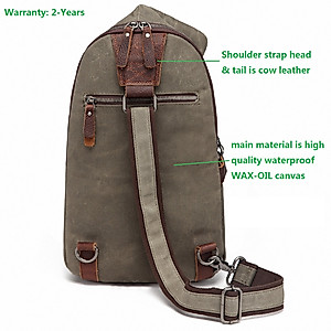 AOTIAN Unisex Sling Backpack Waxed Canvas Crossbody Bag 10 Liters, Army Green
