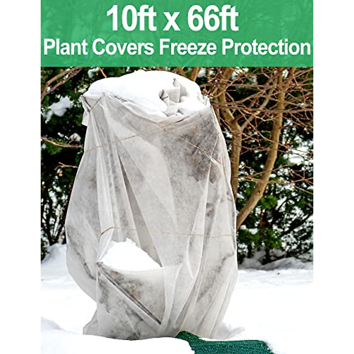 wohohoho Plant Cover Freeze Protection 10FT x 66FT, 1.3oz/yd² Heavy Duty Plant Blanket, Frost Protection Down to -5°C/23°F, Anti-UV, Reusable Garden Floating Row Cover for Plants Vegetable Fruits