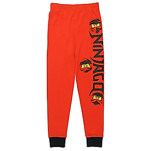 LEGO Ninjago Boys' Pajama Set 4-Piece Cotton PJs, Red, Size 8