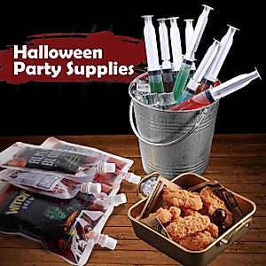 42PCS Halloween Blood Bags for Drinks Party Supplies, 30PCS Reusable Vampire Party Drinking Pouches + 10 Syringes + 2 Funnels, Various Size Containers for Halloween Zombie Nurse Theme Carnival Party Decorations Props
