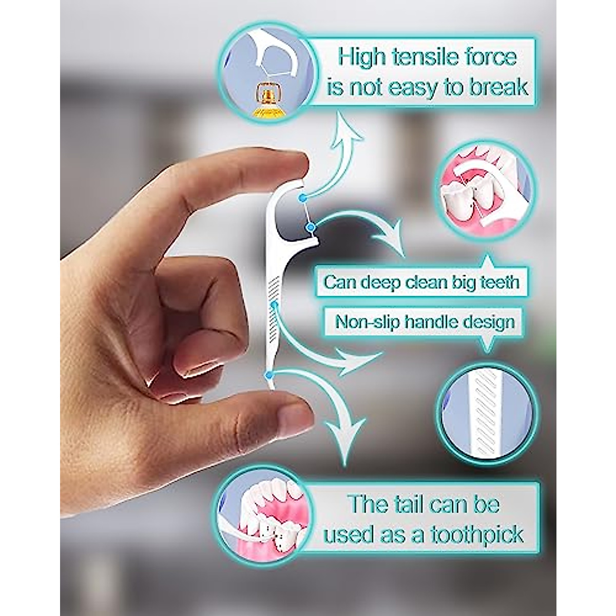 Portable Dental Floss Dispenser 2 Case,Holy Rose Portable Floss Picks Case with Adult Floss Sticks 80 Count,Flossers Toothpicks Case Perfect for Home,Travel Cleaning Teeth Oral Care Best Tool(Pink)