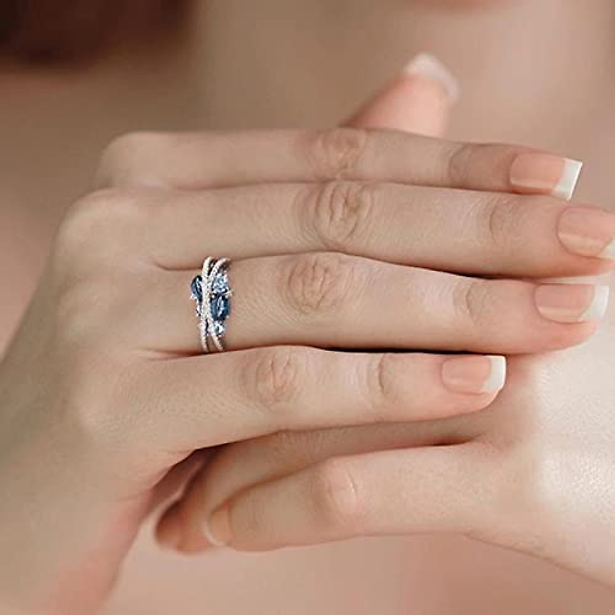 Finger Rings, Knuckle Stacking Rings,Trendy Statement Rings,Women Ring X Shape Cubic Zirconia Jewelry Vintage Bright Luster Ring,Jewelry Gifts for Women&Girl in Valentine's Day, Anniversary, Wedding-Silver US 7