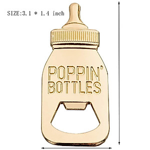 PARTYGOGO 24pcs POPPIN BOTTLES Shape Bottle Opener for Baby Shower Favors Bridal Shower Birthday Party Decoration Wedding Favors for Guests with Gift Box (Blue POPPIN BOTTLES, 24)