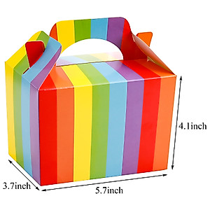 Hiceeden 50 Pack Colorful Treat Boxes, Rainbow Paper Gift Boxes, Gable Goodies Favor Party Boxes with Portable Handle for Valentines, Birthday, Wedding, Holidays, 5.7"x4.1"x3.7"
