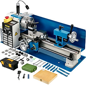 VEVOR Mini Metal Lathe, 7"x14" Benchtop Metal Lathe, 550W Variable Speed 2250RPM Metal Lathe, with 3-jaw Chuck CNC Mini Lathe Machine, Precision Mini Lathe w/Tool Box Digital Display for Metal Turning