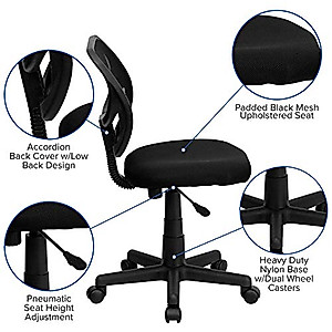 Flash Furniture Low Back Black Mesh Swivel Task Office Chair with Curved Square Back