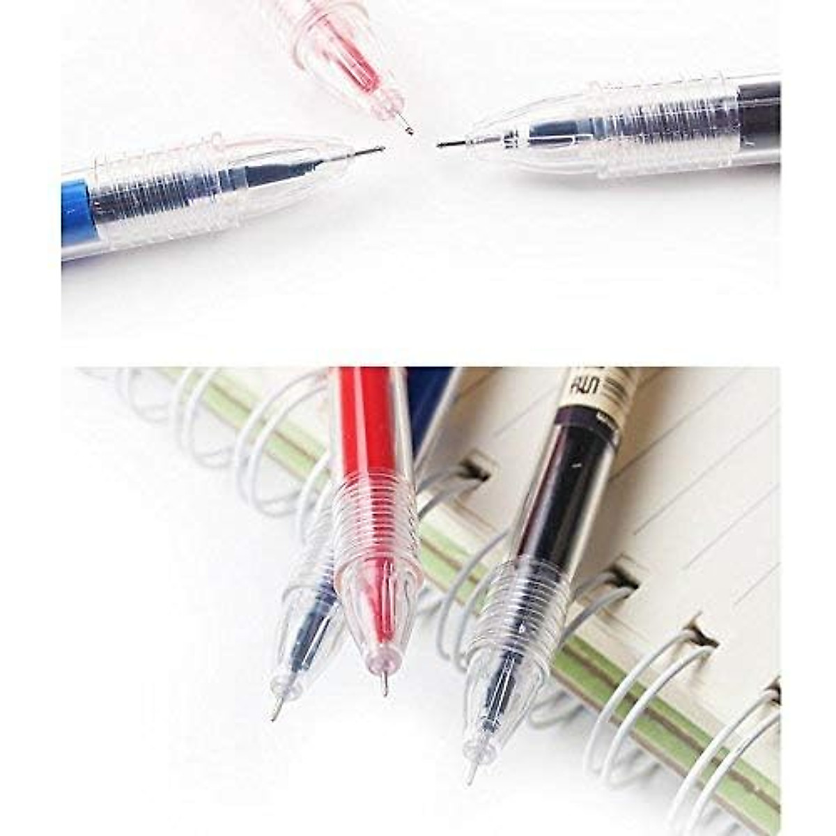 Gel Ink Pen Extra fine point pens Ballpoint pen Liquid Ink Rollerball Pens 0.35mm Premium Quick Drying Pen for Japanese Office School Stationery Supply 12 Packs (4 Black 4 Blue 4 Red)