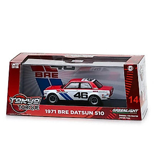 Greenlight Tokyo Torque - 1971 Datsun 510 - NO.46 Brock Racing Enterprises (BRE) - John Morton Limited Edition 1/43 DIECAST Truck Pre-Built Model
