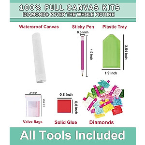 Clendo 12 Pack Diamond Painting Kits for Adults,5D Landscape Diamond Art Kit for Beginners, DIY Paint with Diamonds Round Full Drill Paintings Gem Art for Home Wall Decor Inch12X16