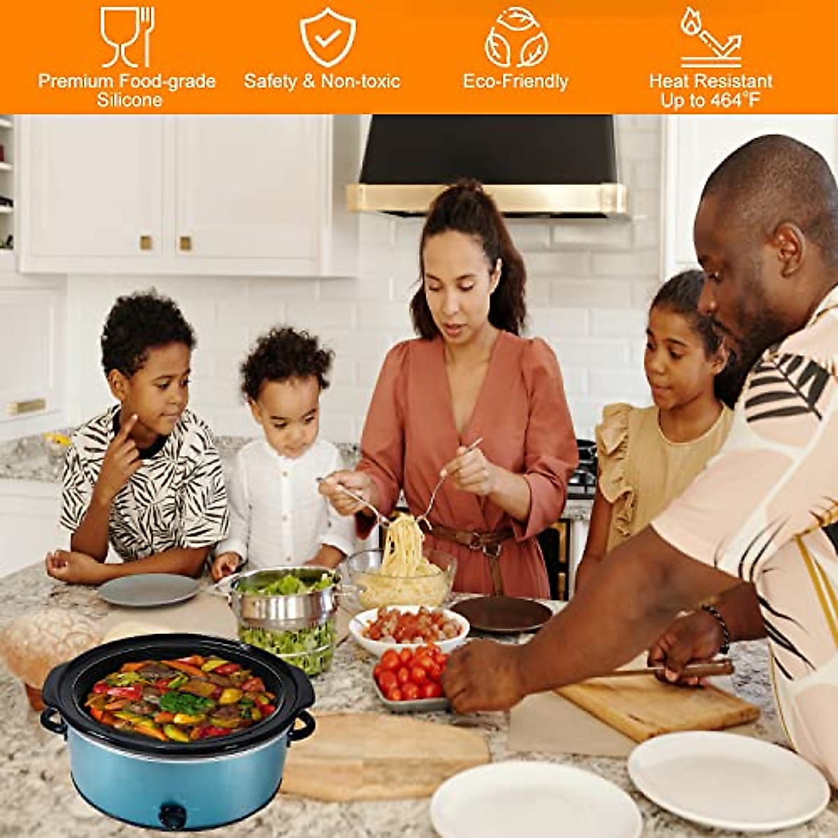 Salalina Slow Cooker Liners fit Crockpot 7-8 Quart Oval Slow Cooker – Reusable & Leakproof Dishwasher – Safe Cooking Liner – silicone crockpot liner for 7 Quart Crock Pot