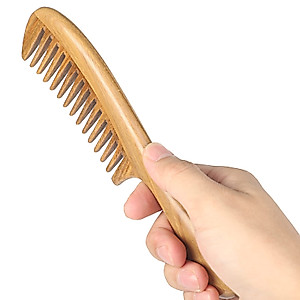 Onedor Handmade 100% Natural Green Sandalwood Hair Combs - Anti-Static Sandalwood Scent Natural Hair Detangler Wooden Comb (Wide Tooth),1 Count (Pack of 1)