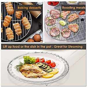 P&P CHEF Round Cooking Rack, 3 Pcs (7½” & 9” & 10½”), Baking Cooling Steaming Grilling Rack Stainless Steel, Fits Air Fryer/Stockpot/Pressure Cooker/Round Cake Pan, Oven & Dishwasher Safe