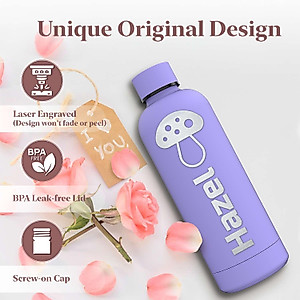 Custom Personalized Your Name and Girl Logo Engraved Insulated Stainless Steel Water Bottle Tumbler Cap Lid 17 oz. Customized Gift for Kids, Toddler, Children, Teens BPA Free