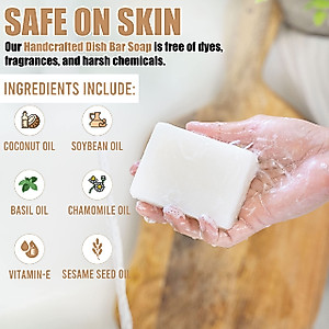 Tieralia Handcrafted Dish Bar Soap - Plant-Based, Zero Waste, Vegan Soap, Unscented Soap, Dish Soap - 5.64oz (Dish Bar and Tray)