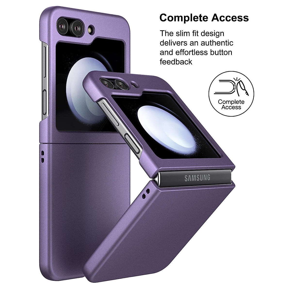 Eastcoo Slim Fit Galaxy Z Flip 5 Case, [Hard PC Back] [Frosted Feel] [Wireless Charging Support] Lightweight Shockproof Case Cover for Samsung Galaxy Z Flip5 (2023), Purple