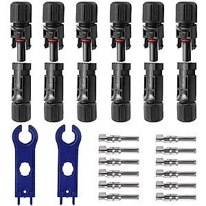 kimystam 16 PCS Solar Connectors with Spanners Solar Panel Cable Connectors 8 Pairs Male/Female(10AWG)