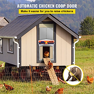 VEVOR Automatic Chicken Coop Door Chicken Door with Timer and Light Sensor Battery Powered Auto Door Opener of Full Aluminum Predator-Proof for Chicken Duck with Protection Mode Gray